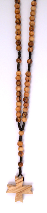 Chapelet en bois d'olivier avec croix scout