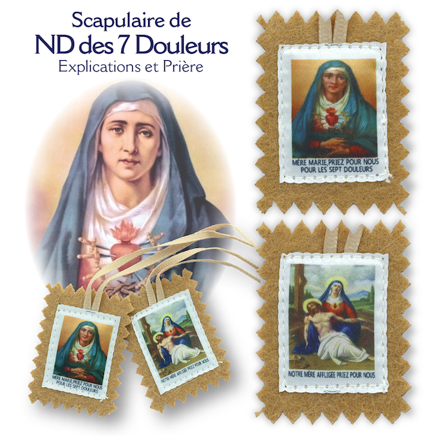 Scapulaire en tissu marron de ND des Sept Douleurs (SNM)